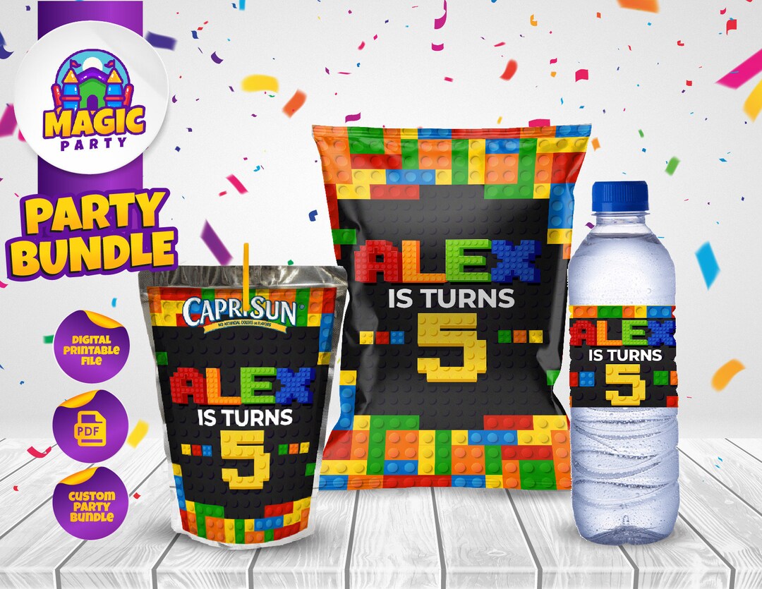 Color Blocks Birthday Party Bundle Tetris Party Treats Chip Bag ...