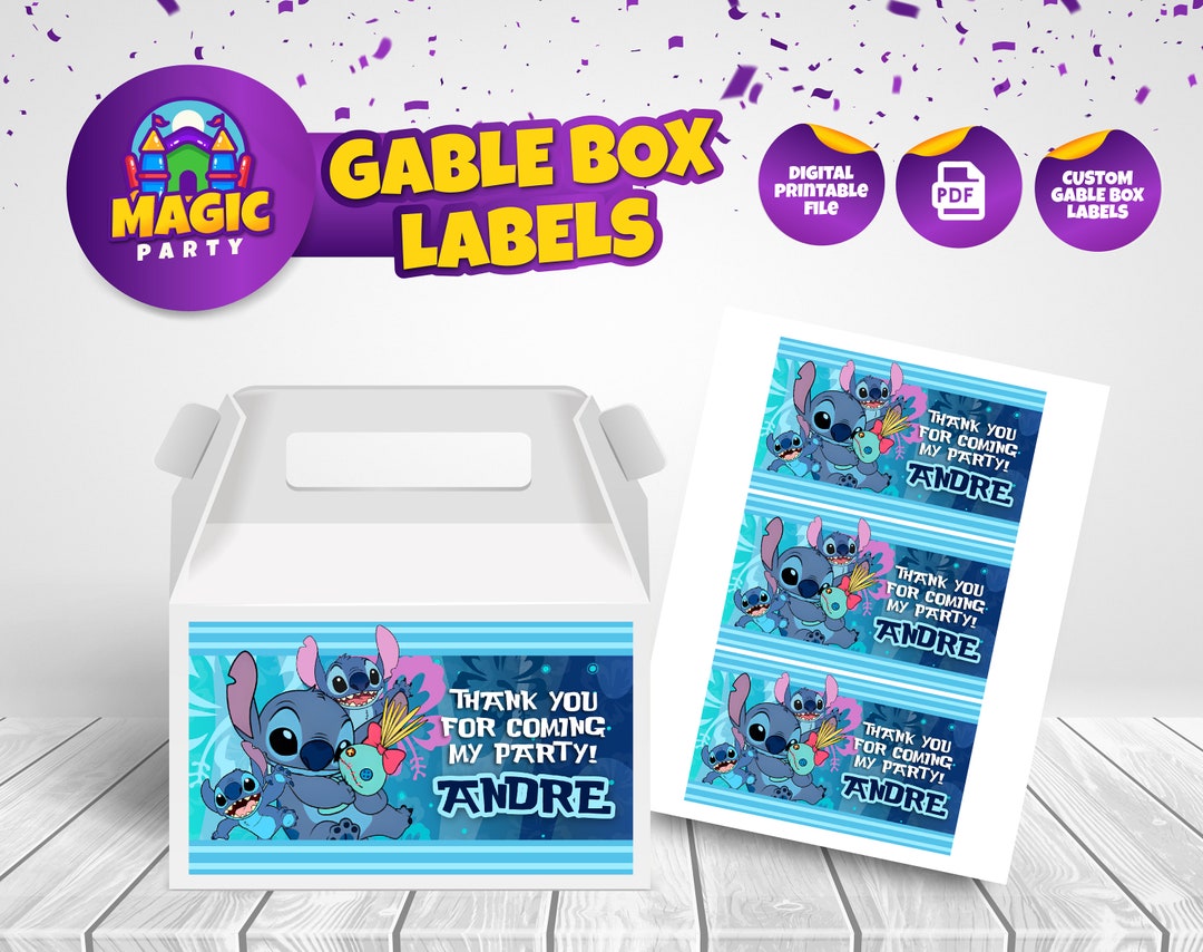 Stitch Label Gable Boxes Printable Party Treats Editable - Etsy Canada