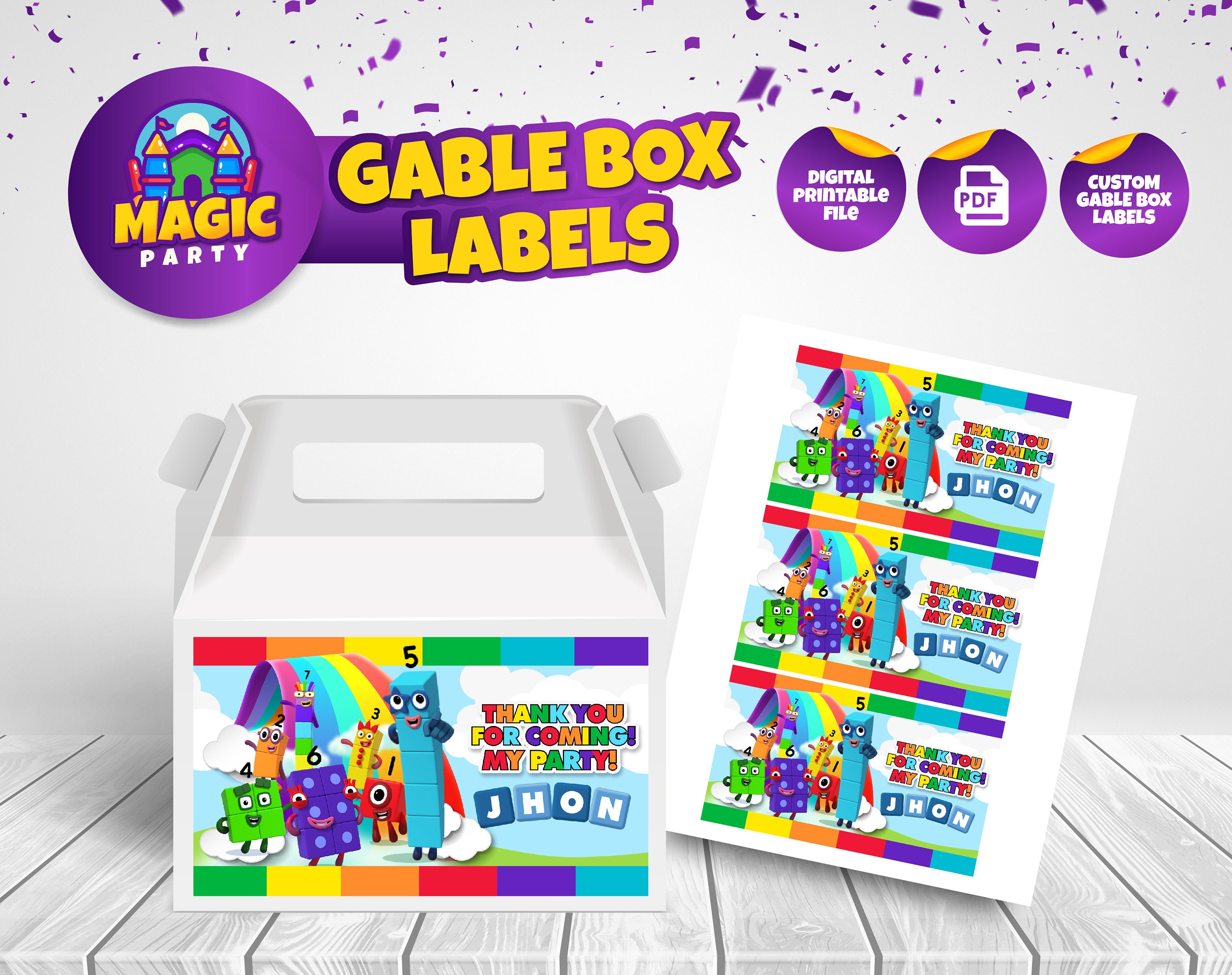 Numberblocks Label Gable Boxes Printable Party Treats - Etsy UK