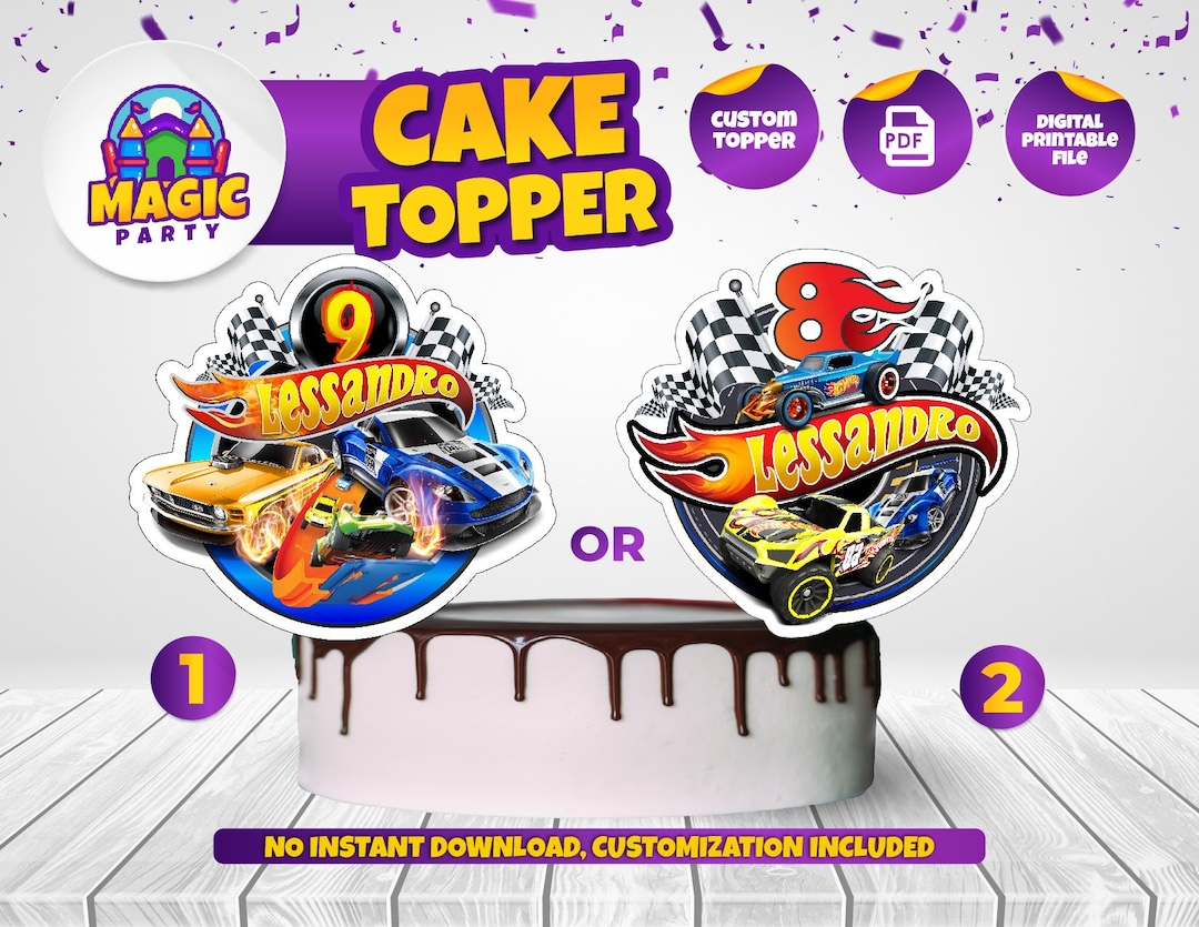 Race Cars Cake Topper - 8.5x11in - Race Birthday - Wheels - Cake Deco ...