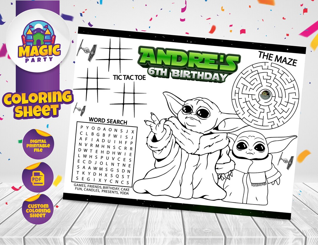 Baby Yoda Coloring Sheet - Party Activity - Birthday - Printable ...