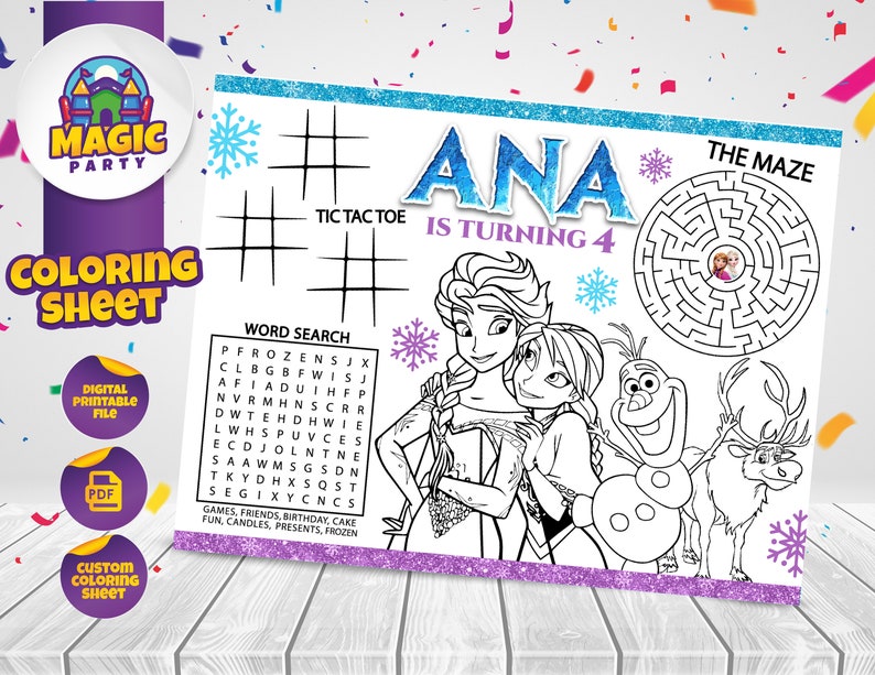 Frozen Coloring Sheet - Party Activity - Birthday - Printable ...