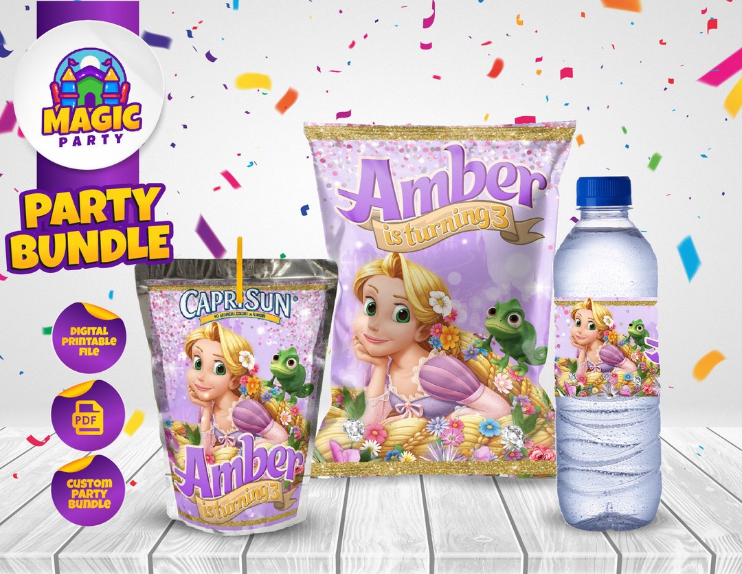 Rapunzel Birthday Party Bundle Tangled Party Treats Chip Bag Capri Sun ...