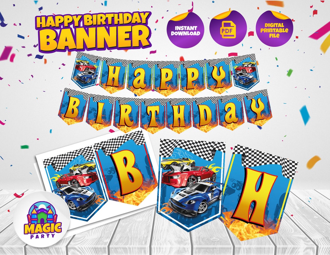 Race Cars Party Decor *instant Download* Party Banner - Hot Cars ...