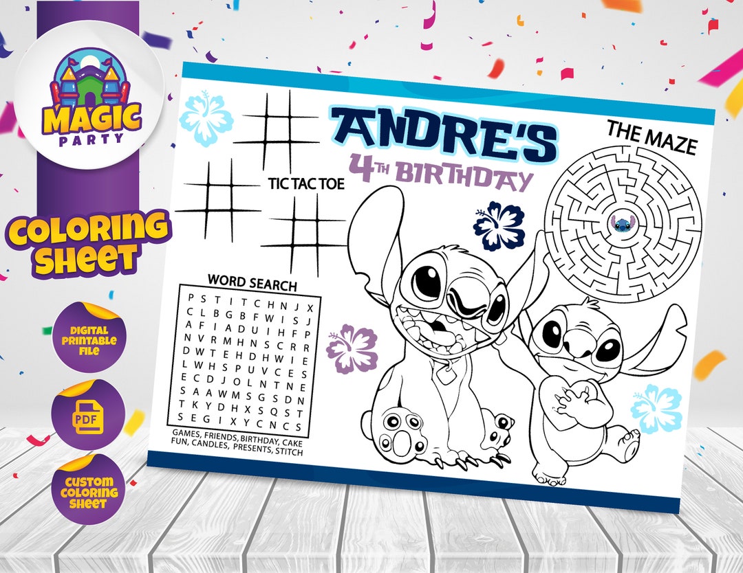 Stitch Coloring Sheet - Party Activity - Birthday - Printable ...