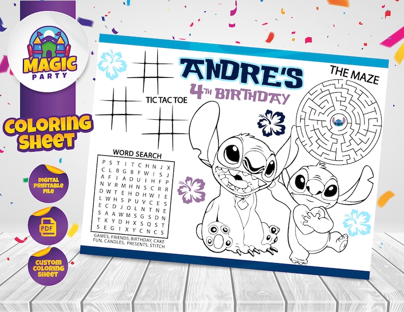 Stitch Coloring Sheet - Party Activity - Birthday - Printable ...