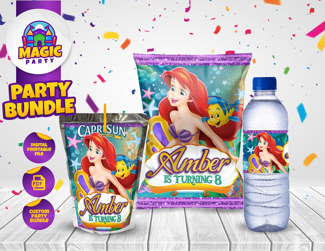 Ariel Birthday Party Bundle Little Mermaid Party Treats Chip Bag ...