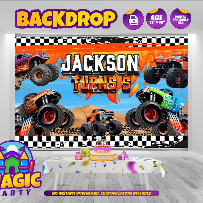 Monster Jam Party Banner - Etsy
