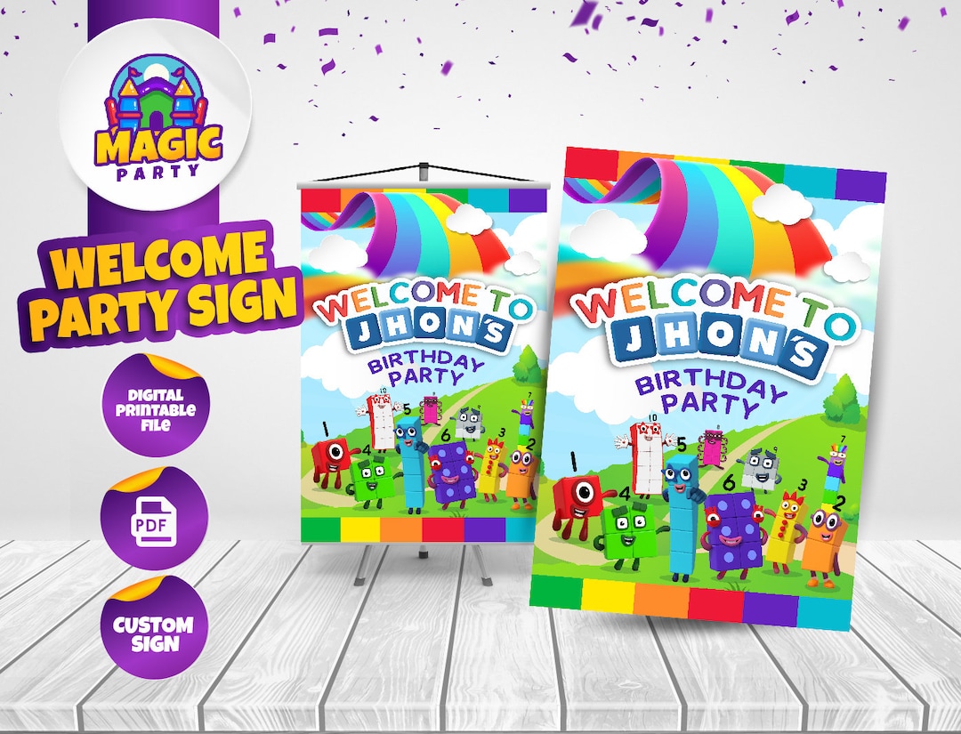 Numberblocks Welcome Sign - Birthday - Poster - 17x25in - Banner ...