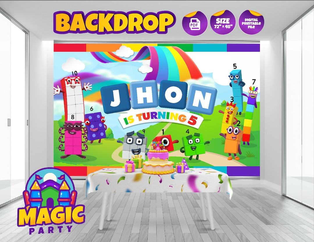 Numberblocks Backdrop 72''x48'' - Customizable - Birthday Backdrop ...