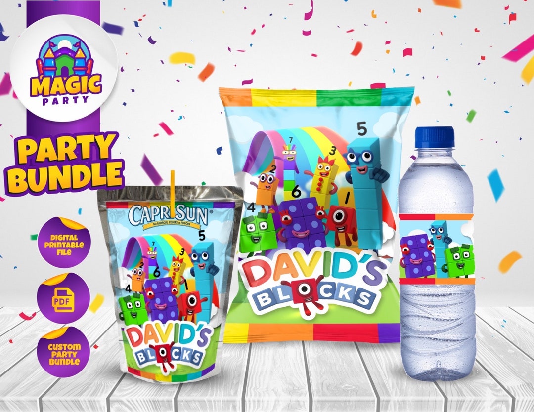 Numberblocks Birthday Party Bundle Party Treats Chip Bag Capri Sun ...