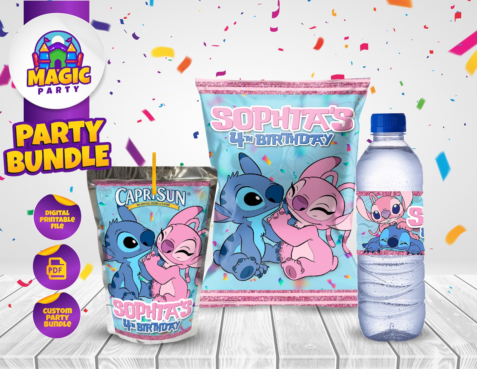 Stitch & Angel Birthday Party Bundle Party Treats Chip - Etsy