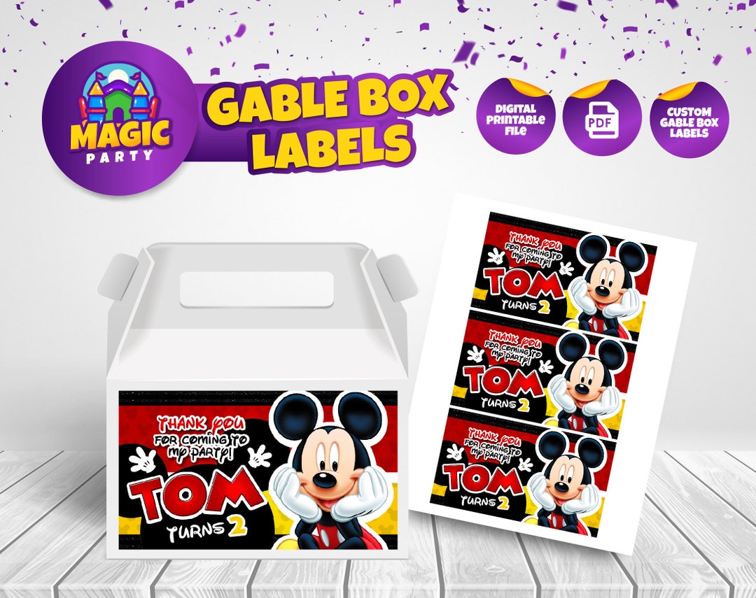 Mickey Label Gable Boxes 2 Design Options Printable Party Treats Party ...