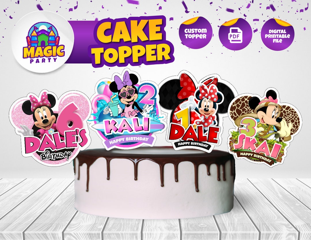 Minnie Mouse Cake Topper (4 Design Options) - Birthday - Decoration - 8 ...