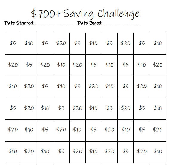 700 Saving Challenge Printable - Etsy