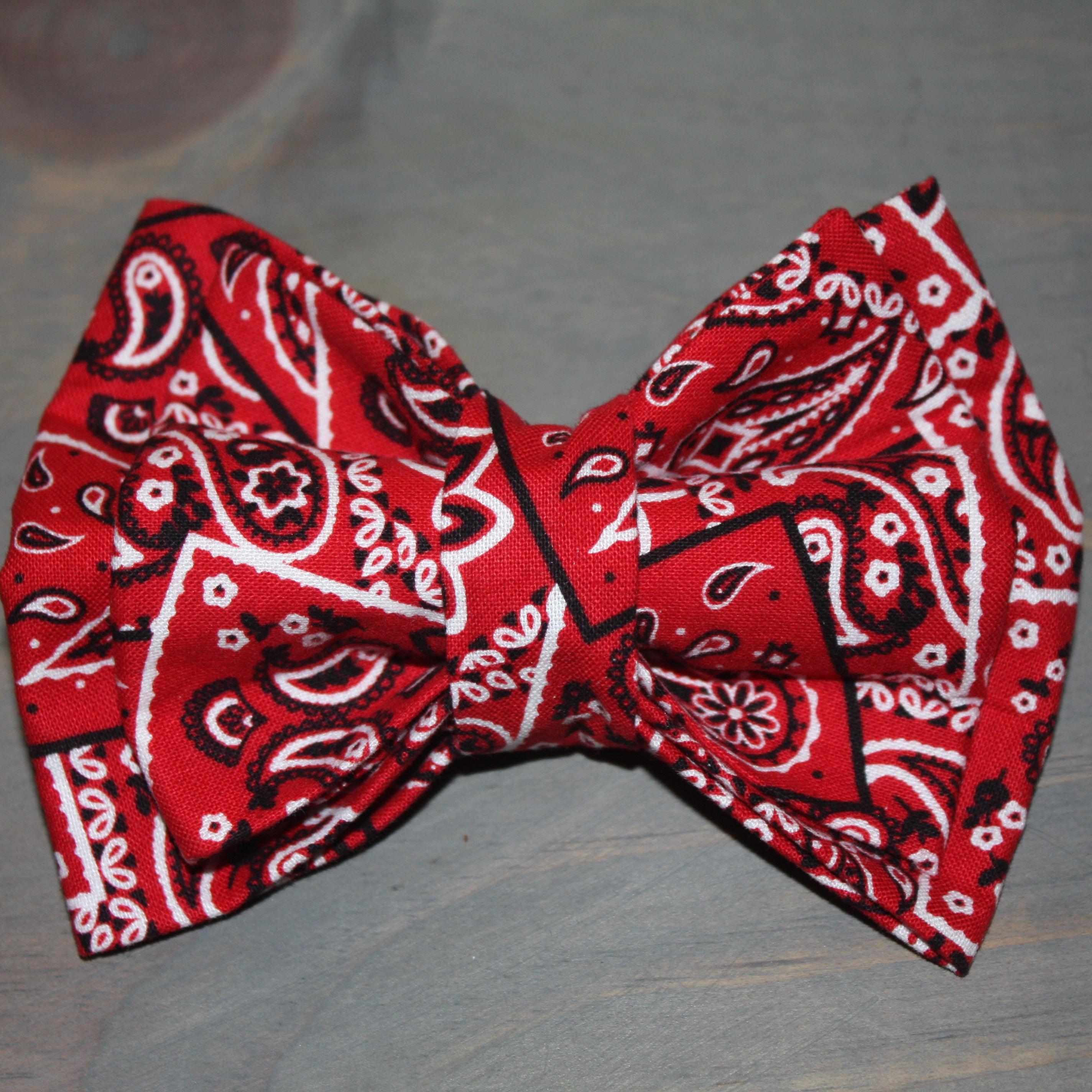Classic Red Bandana Bow Tie - Etsy
