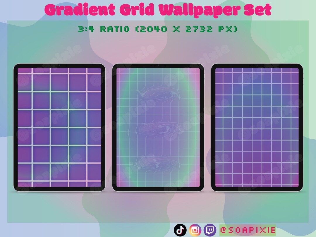 Gradient Aura Grid Tablet Wallpaper Set: Dark Mode (digital Download ...