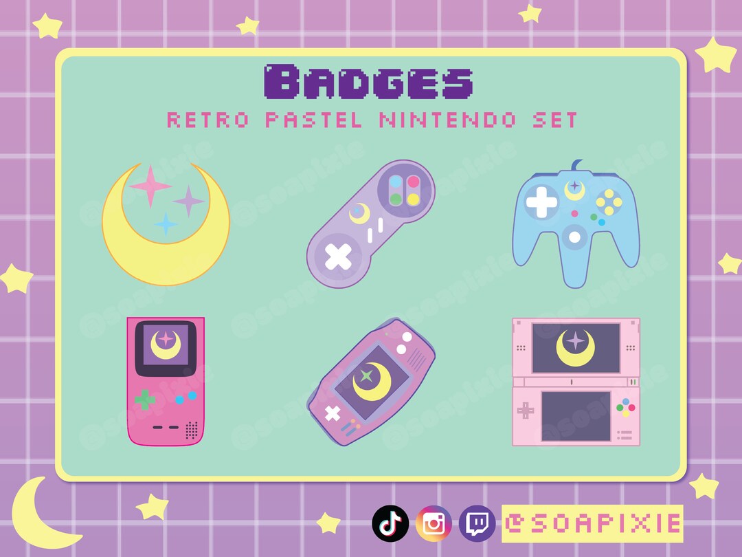 Retro Pastel Gaming Badges | Twitch, Discord, Youtube Streamer Sub/bit ...