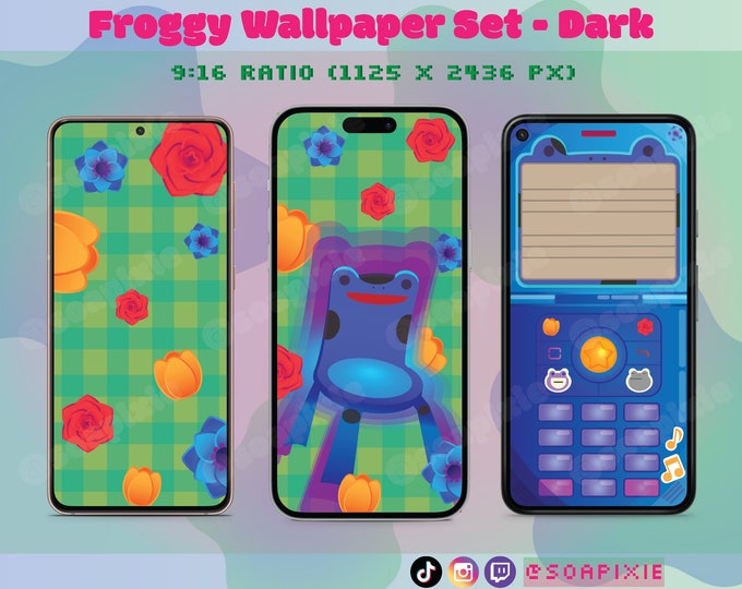 ACNH Froggy Phone Wallpaper Set | Dark Mode | iPhone | Android ...
