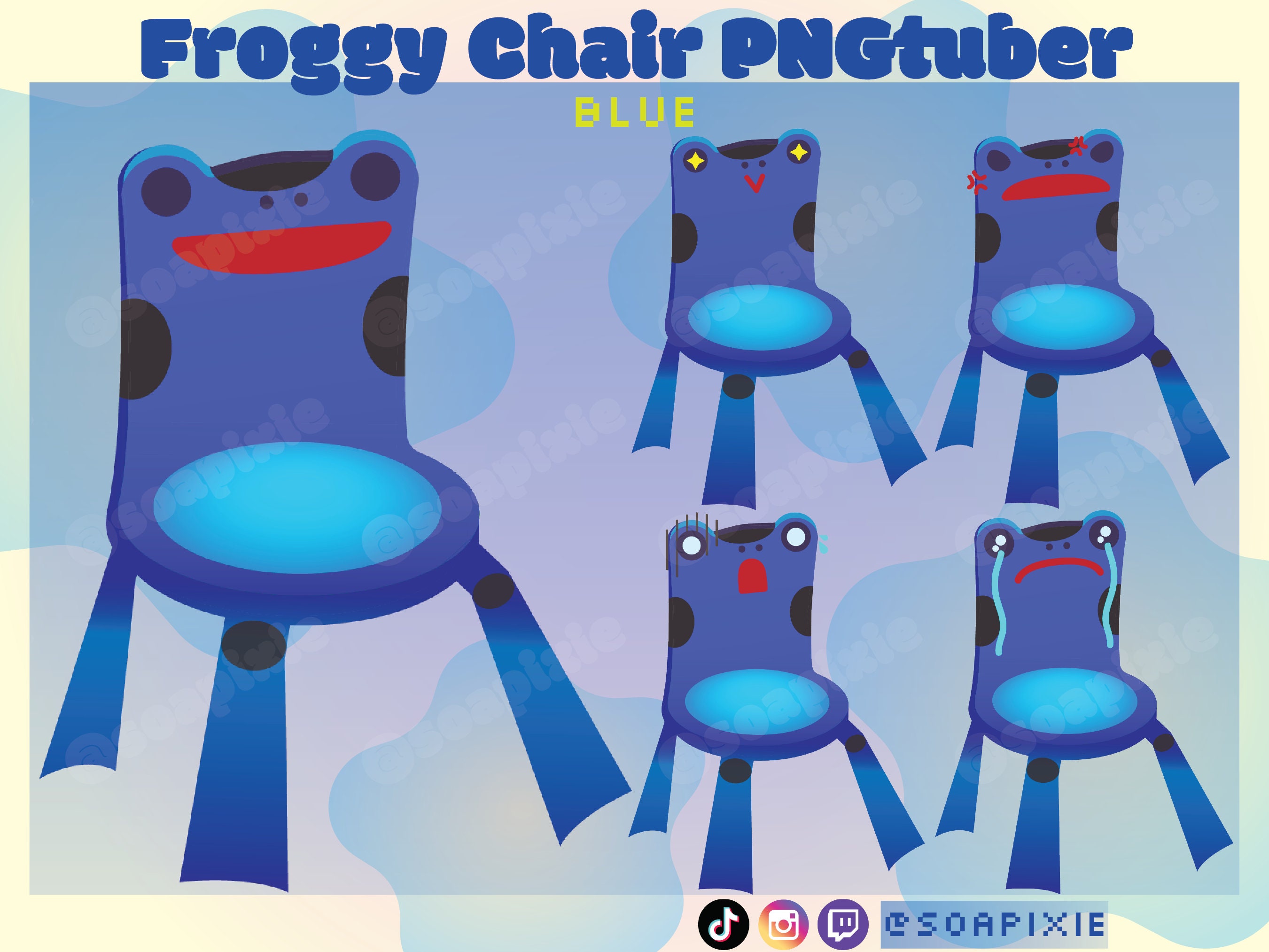 Blue Froggy Chair Pngtuber Twitch, Discord, Youtube Streamer Kawaii ...