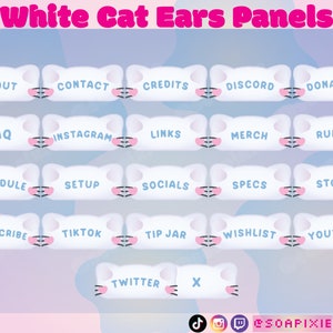 White Cat Ears Panels Pack | 22 Variations | Twitch Streamer Kawaii ...