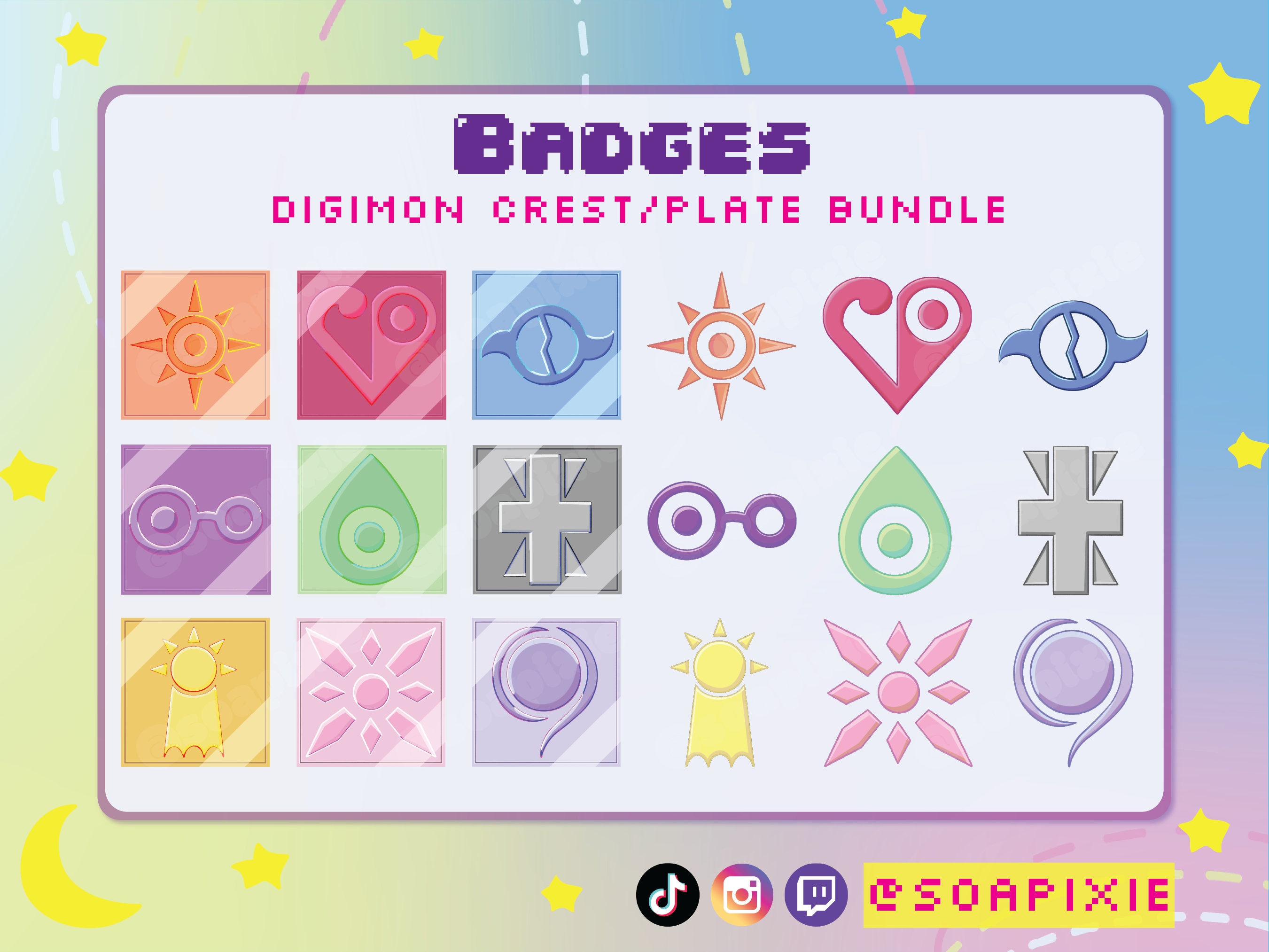 18 Digimon Crests Bundle | Twitch, Discord, Youtube Streamer Asset ...