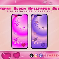Y2K Heart Ripple Tablet Wallpaper Set Ios/android Aesthetic Lock Screen ...