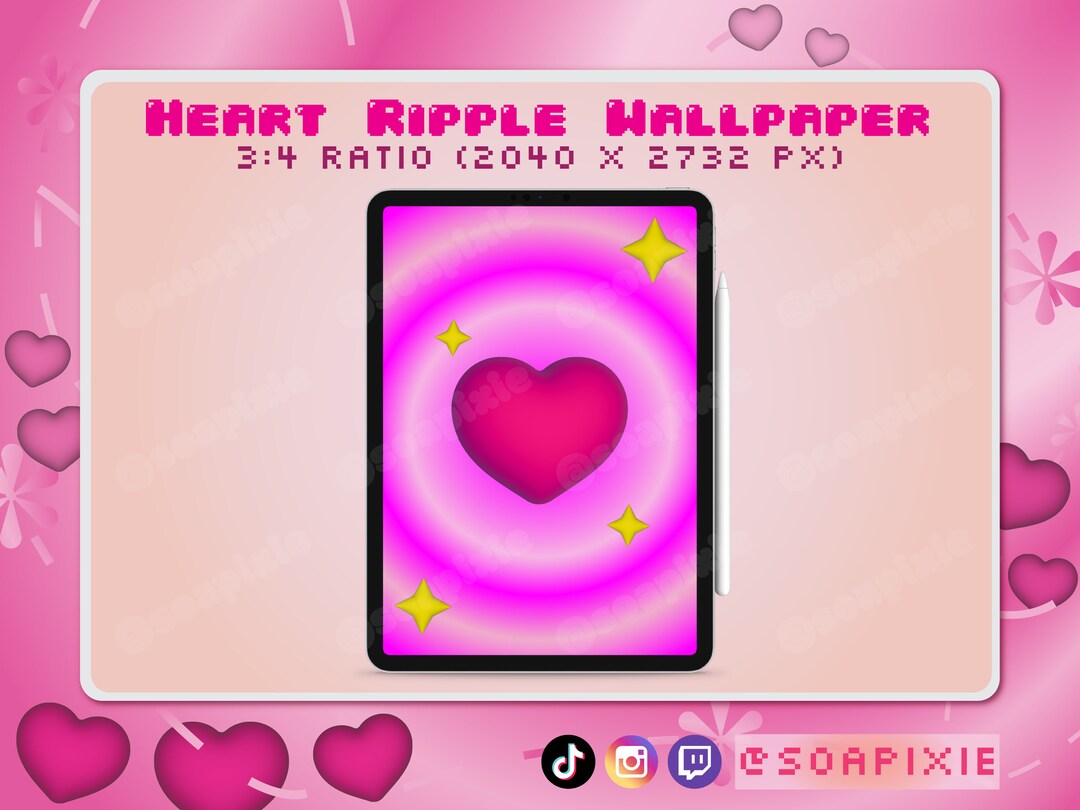 Pink Y2K Heart Ripple Tablet Wallpaper | Ios/android | Aesthetic Lock ...