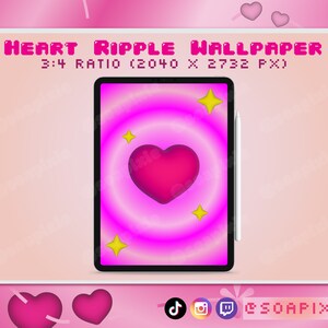 Pink Y2K Heart Ripple Tablet Wallpaper | Ios/android | Aesthetic Lock ...