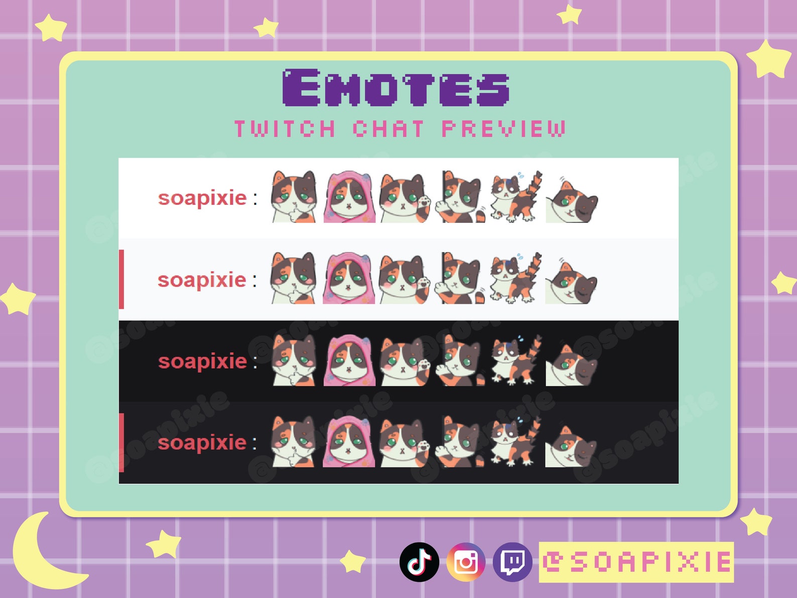Cute Calico Cat Emote Set | Twitch, Discord, Youtube Streamer Kawaii ...