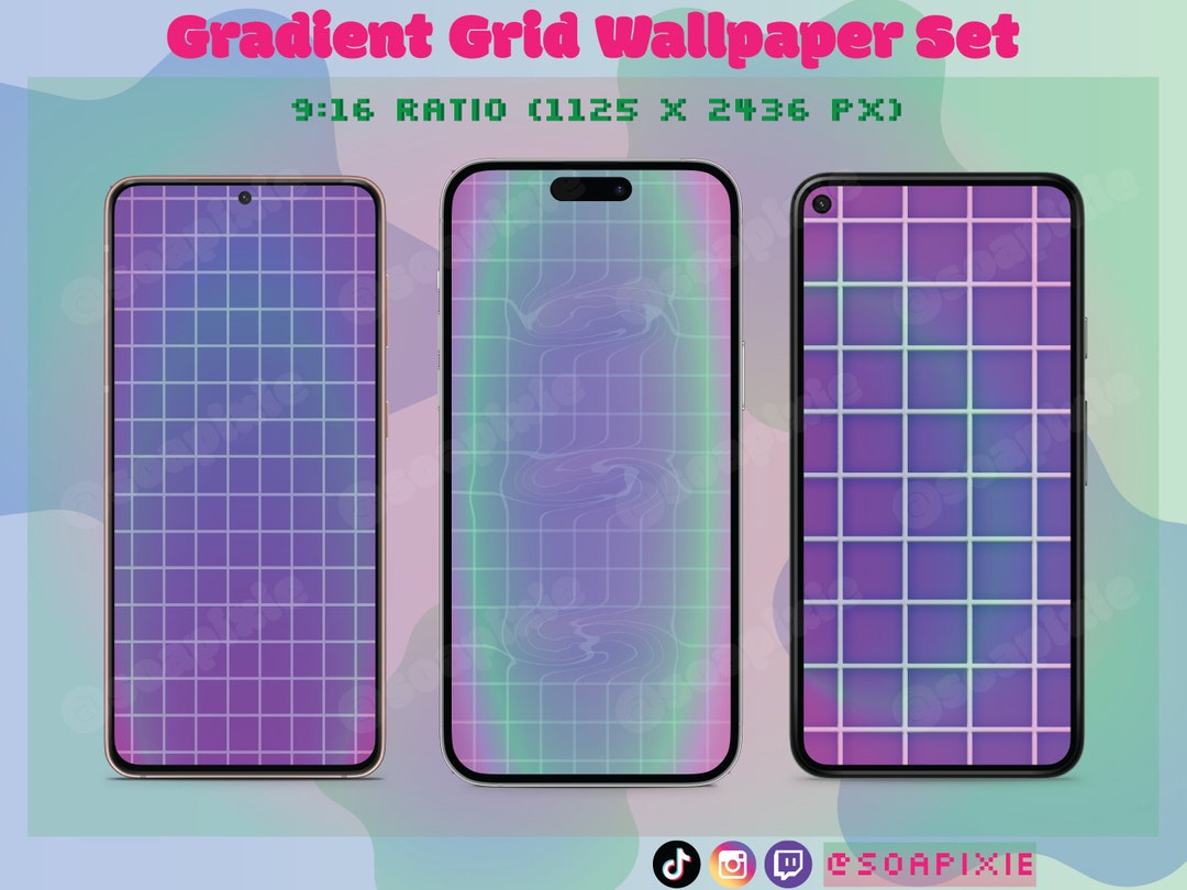 Minimalist Aura Gradient Grid Phone Wallpaper Set: Dark Mode (digital ...