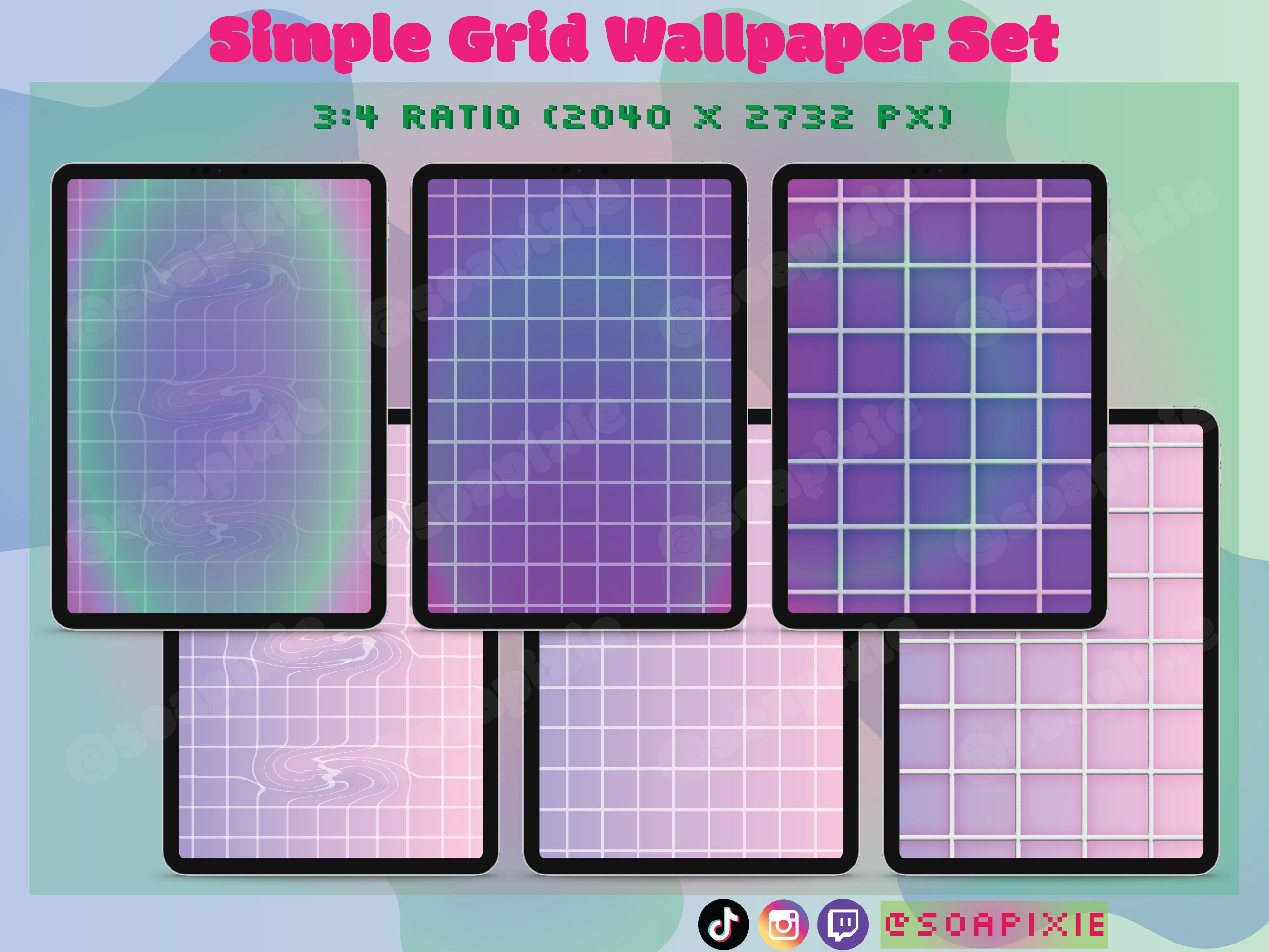 Minimalist Gradient Grid Tablet Wallpaper Set | Light&dark Mode | Ipad ...