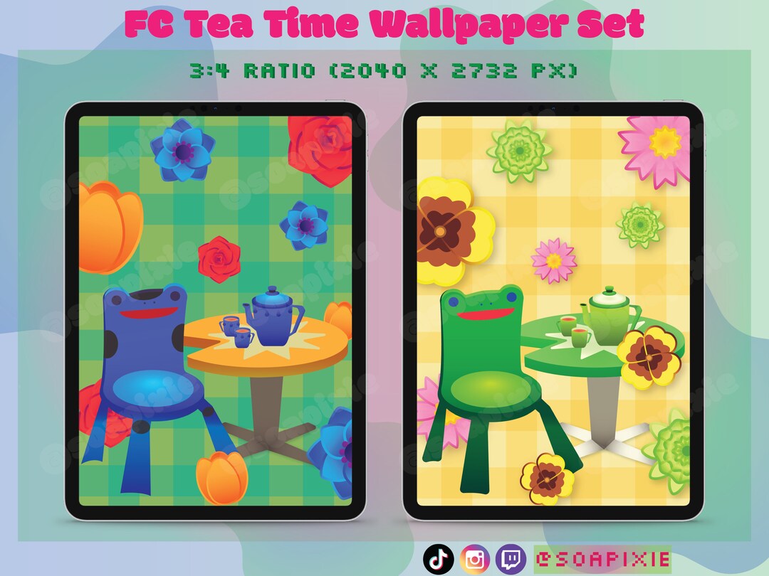 ACNH Froggy Tea Time Wallpaper Set for Tablets | Light & Dark Mode ...