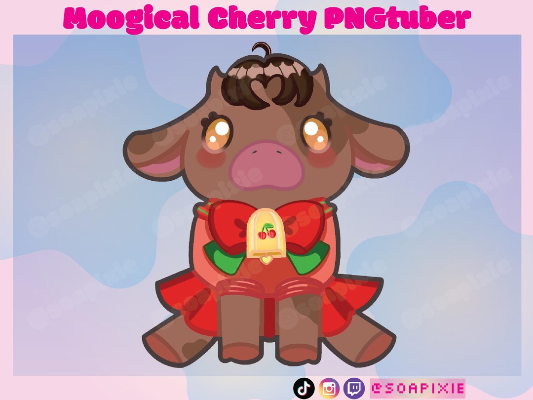 Magical Girl Cherry Cow Pngtuber: Kawaii Vtuber Asset (digital Download ...