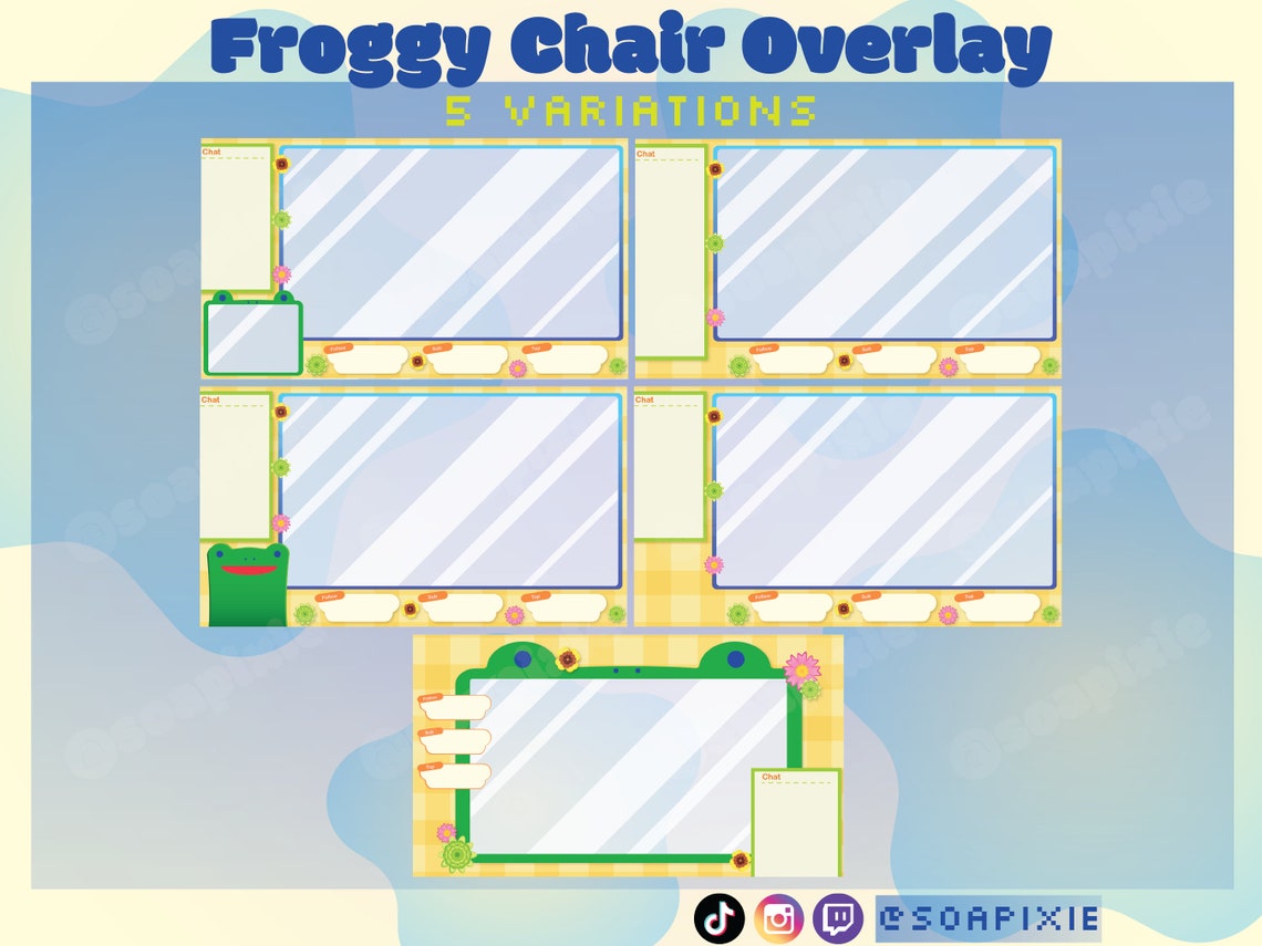 Animated Froggy Chair Stream Package: Kawaii Twitch Overlay (digital ...