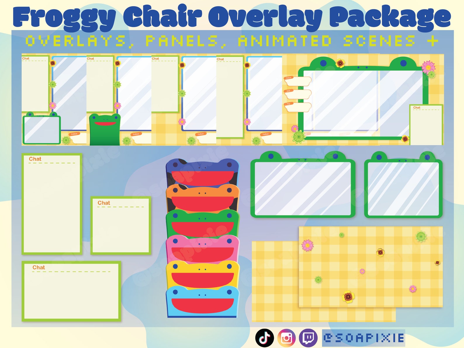 Animated Froggy Chair Stream Package: Kawaii Twitch Overlay (digital ...