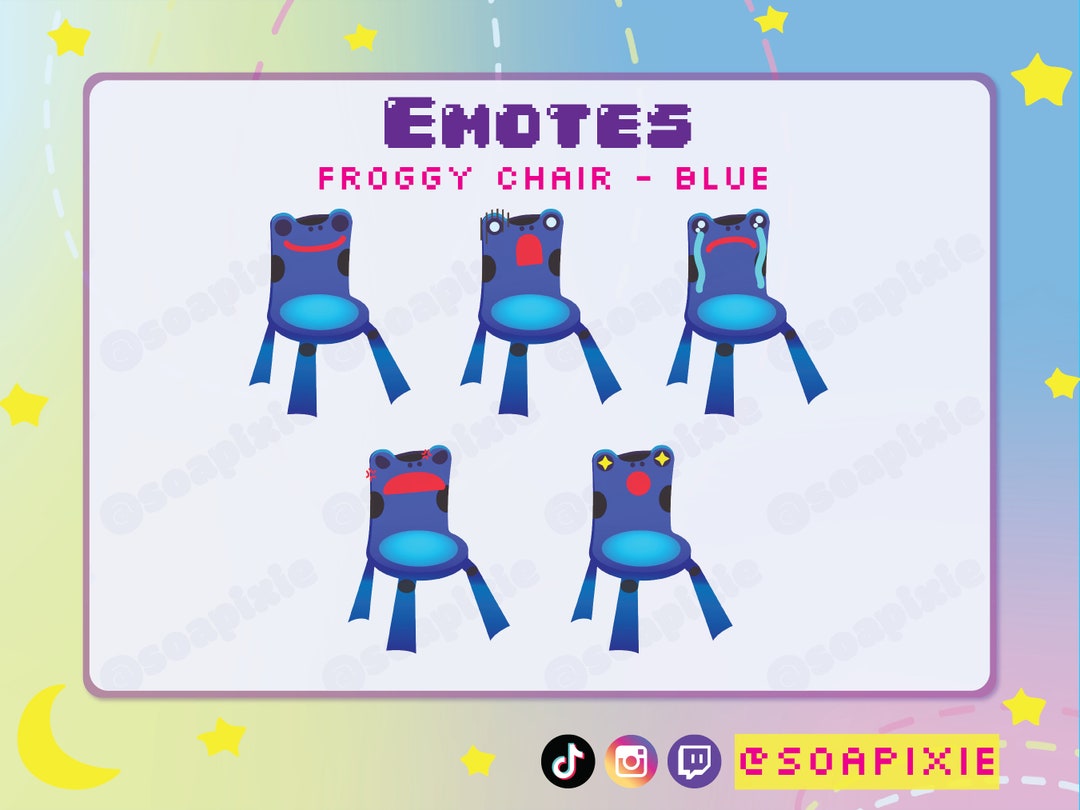 5 Blue Froggy Chair Emotes Set Twitch, Discord, Youtube Kawaii Streamer ...