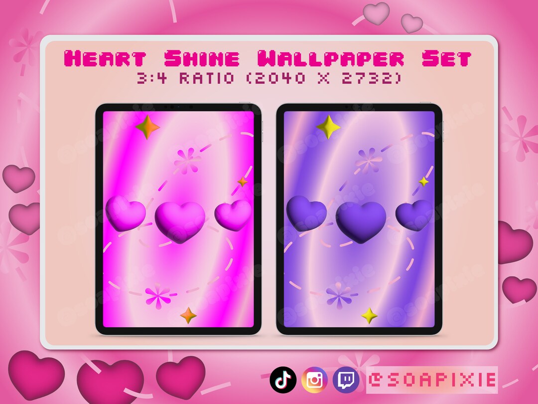 Y2K Heart Shine Tablet Wallpaper Set | Ios/android | Aesthetic Lock ...