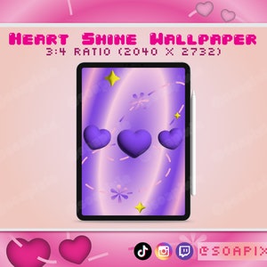 Purple Y2K Heart Shine Tablet Wallpaper | Ios/android | Aesthetic Lock ...