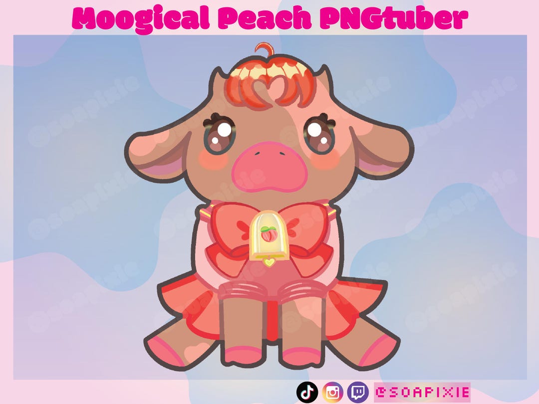 Magical Girl Peach Cow Pngtuber: Kawaii Vtuber Asset (digital Download ...