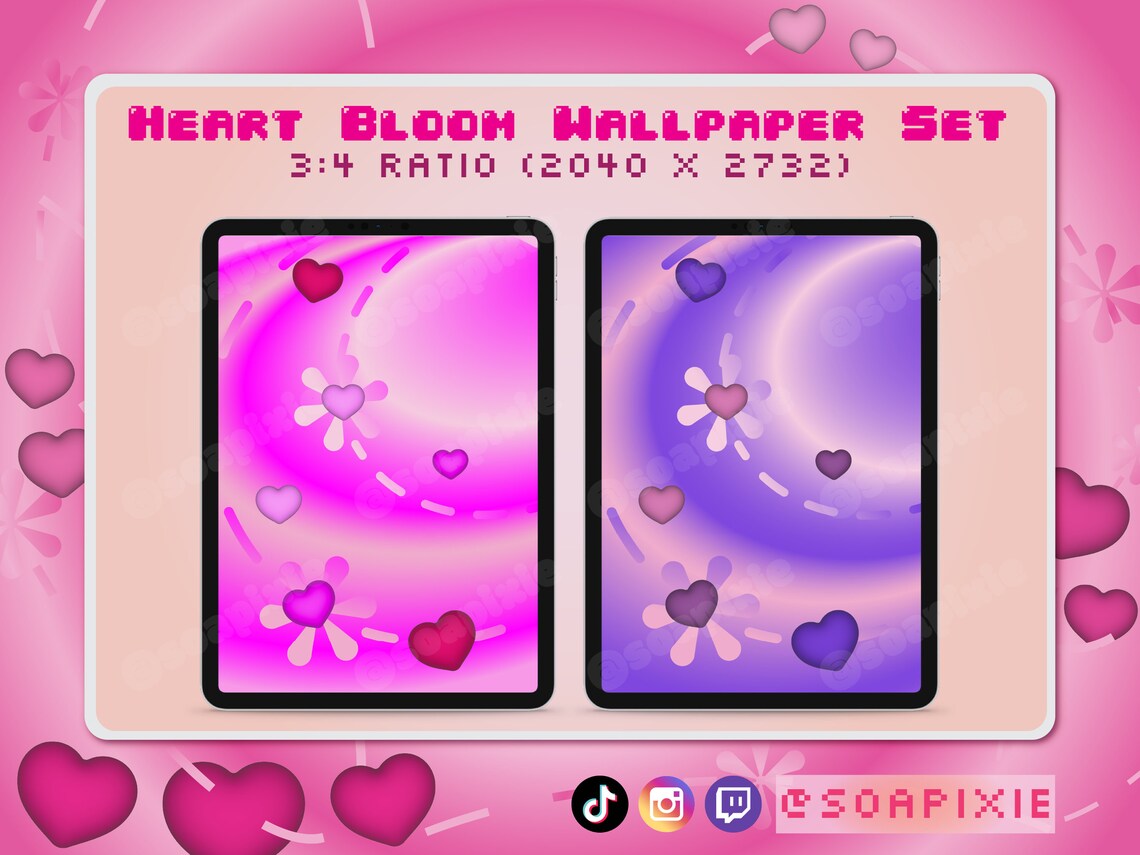 Y2K Heart Bloom Tablet Wallpaper Set | Ios/android | Aesthetic Lock ...