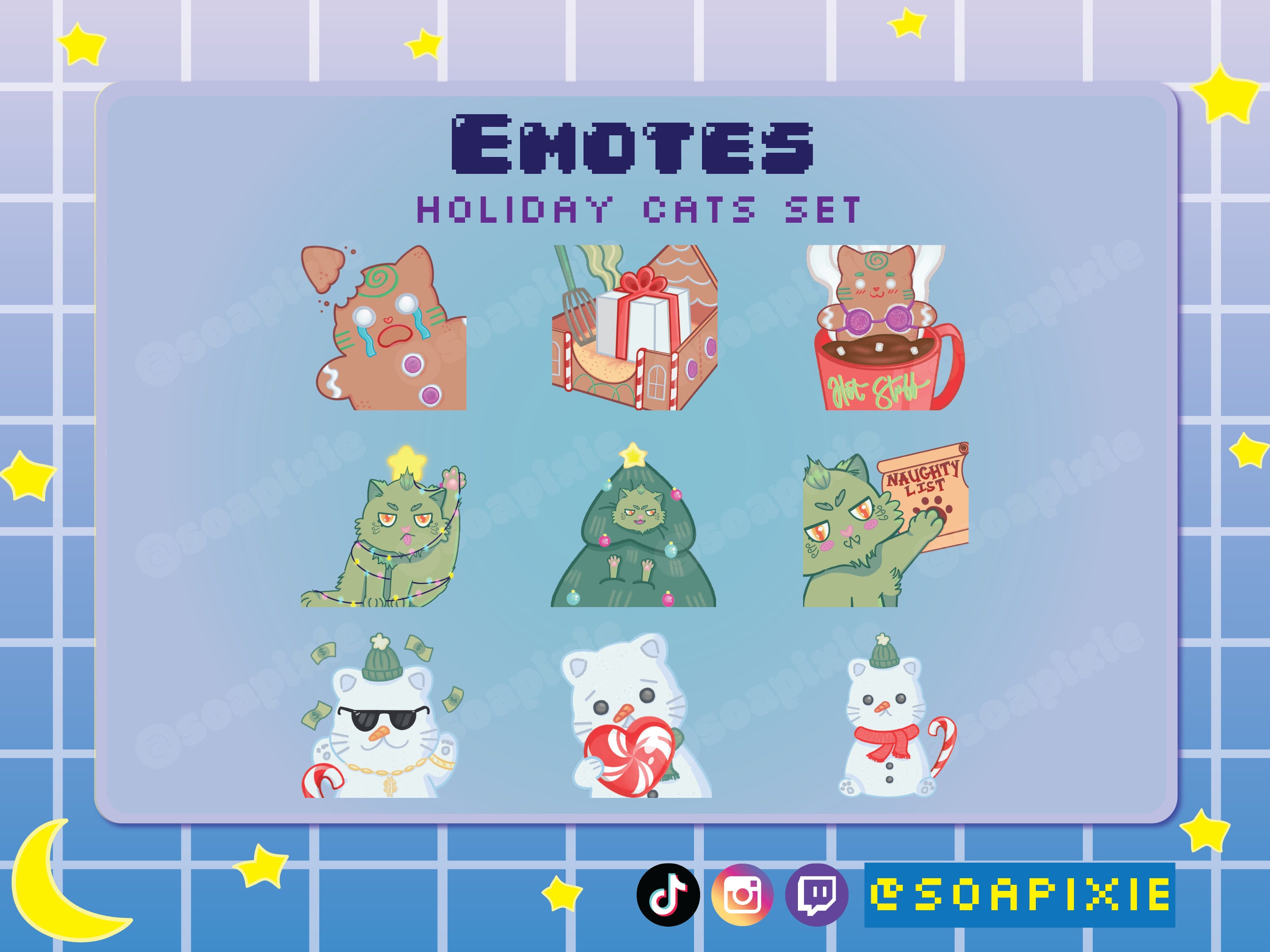 Holiday Cats Emote Bundle Twitch, Discord, Youtube Streamer Asset ...