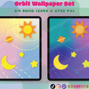 Kawaii Space Orbit Tablet Wallpaper Set | Light&dark Mode | Ipad ...