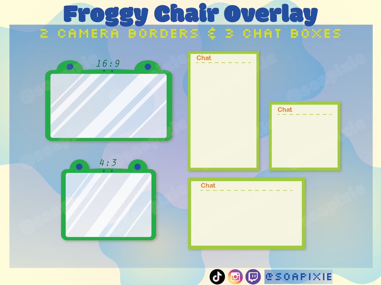 Animated Froggy Chair Stream Package: Kawaii Twitch Overlay (digital ...