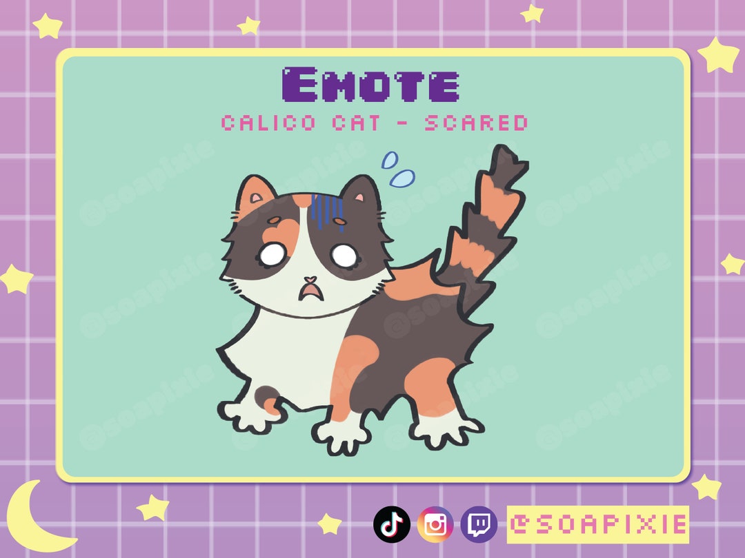 Scared Calico Cat Emote: Kawaii Twitch, Discord, Youtube (digital ...