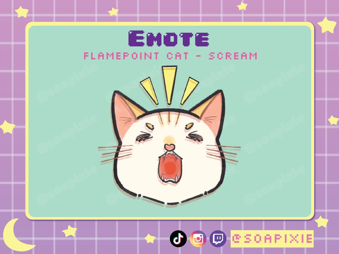 White Cat Scream Emote | Twitch, Discord, Youtube Streamer Asset ...