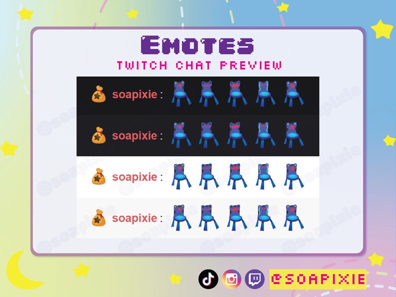5 Blue Froggy Chair Emotes Set Twitch, Discord, Youtube Kawaii Streamer ...