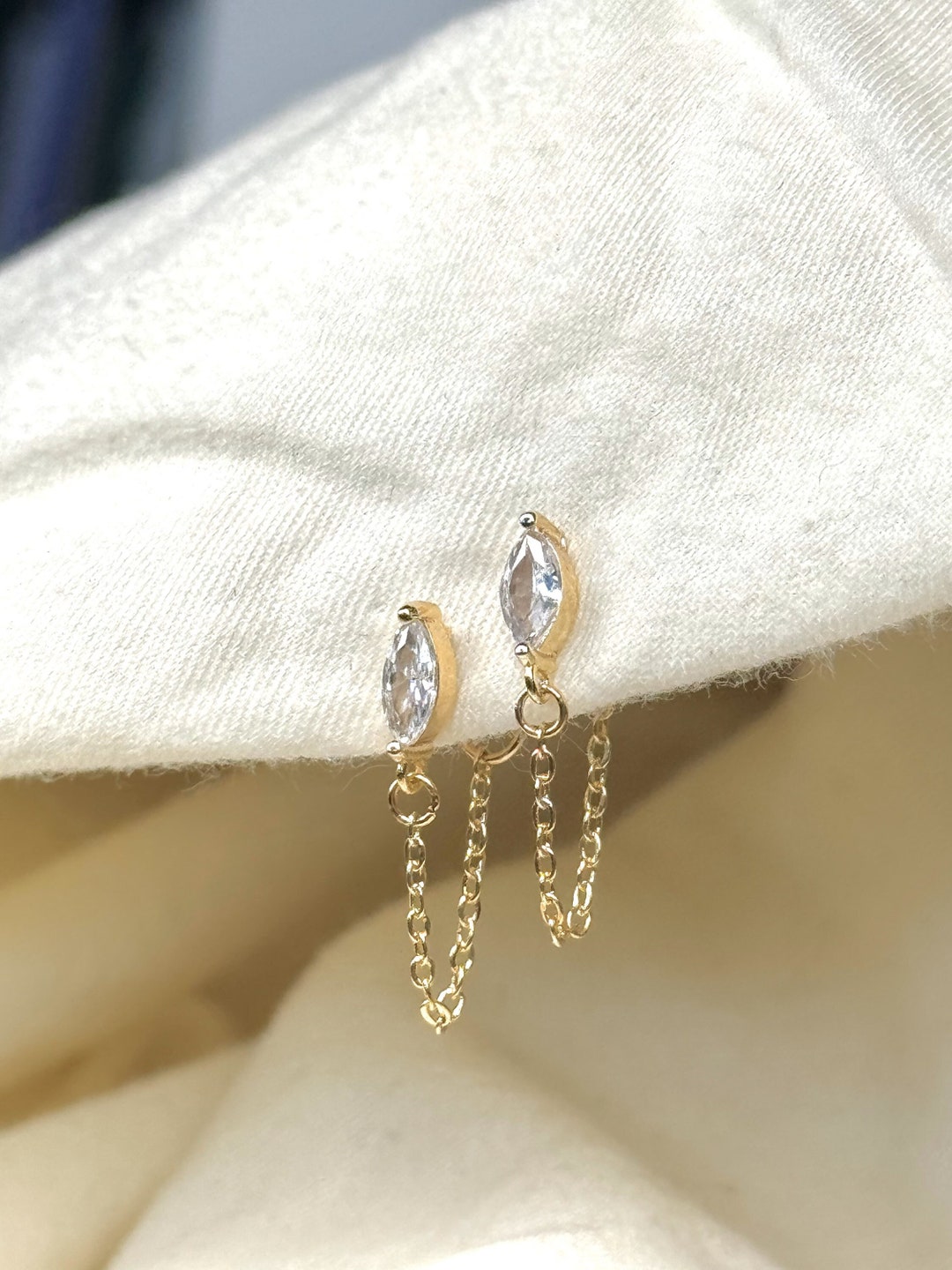 Marquise Gold Chain Loop| Everyday and Special Occasion | Gold, 18k ...