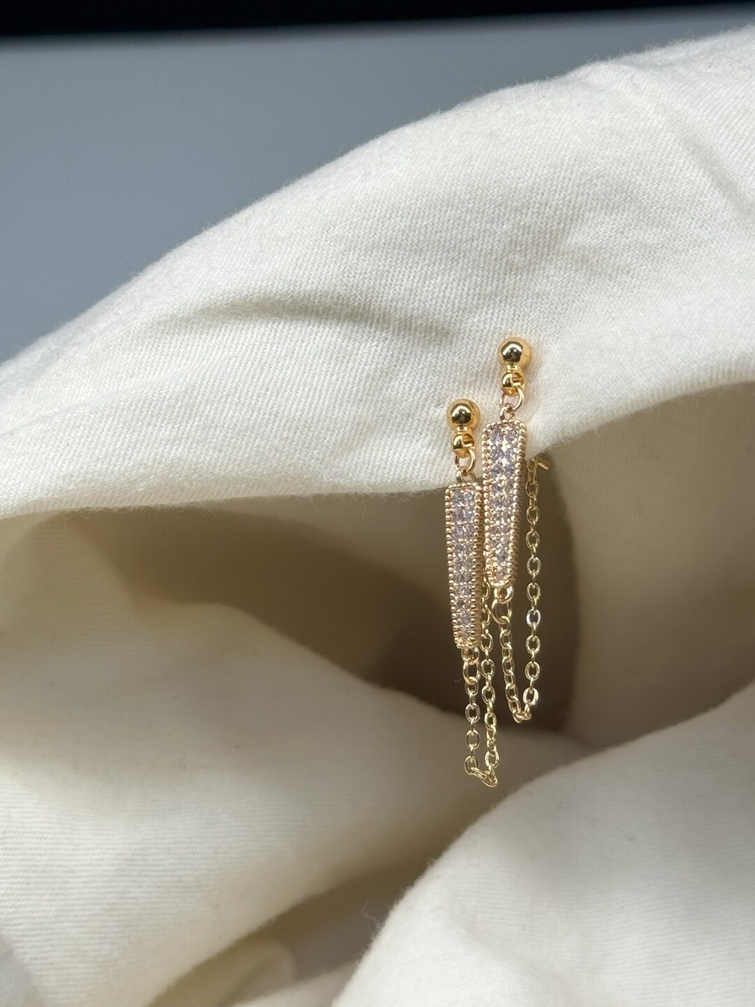 Ball and Pave Gold Chain Loop| Everyday and Special Occasion | Gold ...