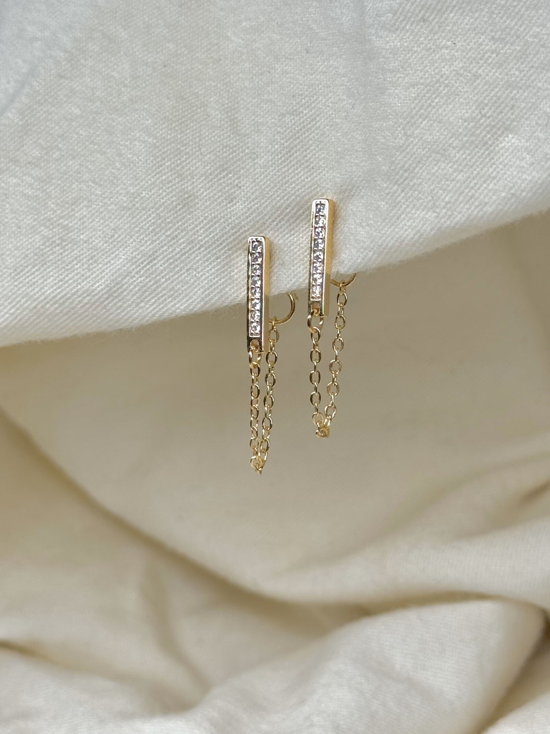 Tiny Pave Gold Chain Loop| Everyday and Special Occasion | Gold, 18k ...